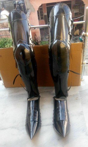 18G Steel Full Leg Plate Armor Fully Functional Medieval Pair Large WMA ...