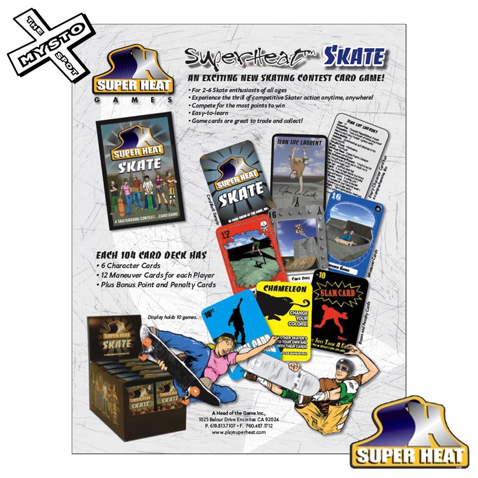 SUPER HEAT SKATE CARD GAME SKATEBOARD SKATER SUPER FUN AND EASY TO PLAY ...