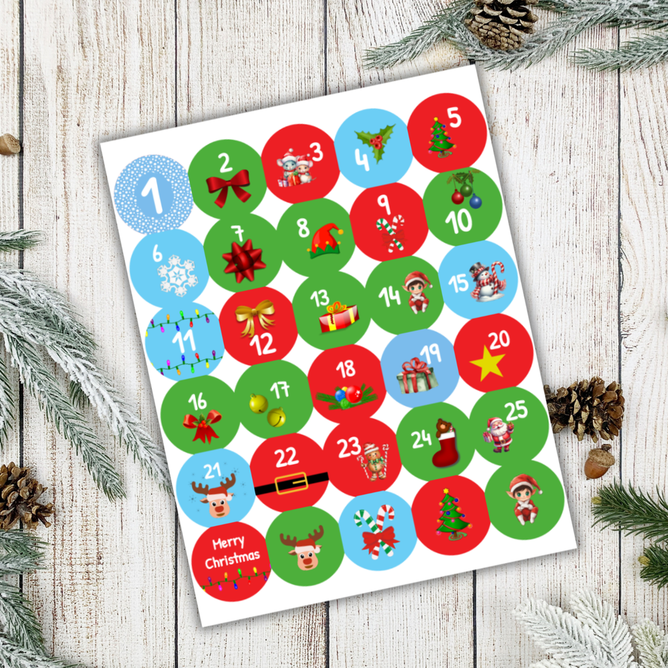 Christmas advent calendar gift envelope seals stickers labels tags ...