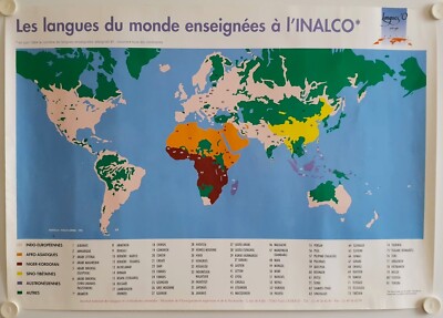 Affiche Carte LANGUES DU MONDE ENSEIGNEES 1994 INALCO | eBay