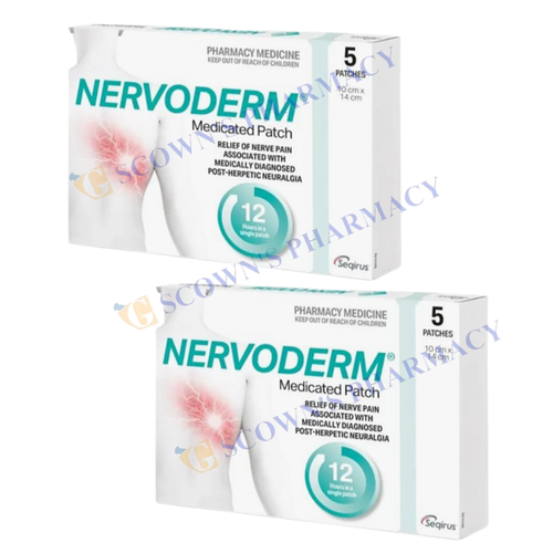 2 x Nervoderm Medicated Dermal 5 Patches for Proven Pain Relief = 10 ...
