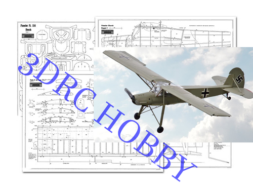 Fieseler Storch Fi 156 92" WS RC Model Airplane Plans & Templates ...