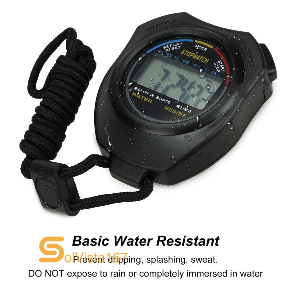 Electric Stopwatch Digital LCD Sports Counter Timer Watch w/ Lanyard ...