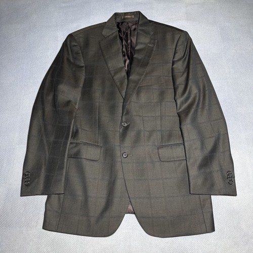 Peter Millar Windowpane Plaid Brown Wool Two Button Blazer Jacket Men’s ...
