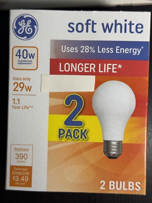 GE Longer-Life 40W Soft White Light Bulbs 2-Pack | Warm Glow | Standard ...