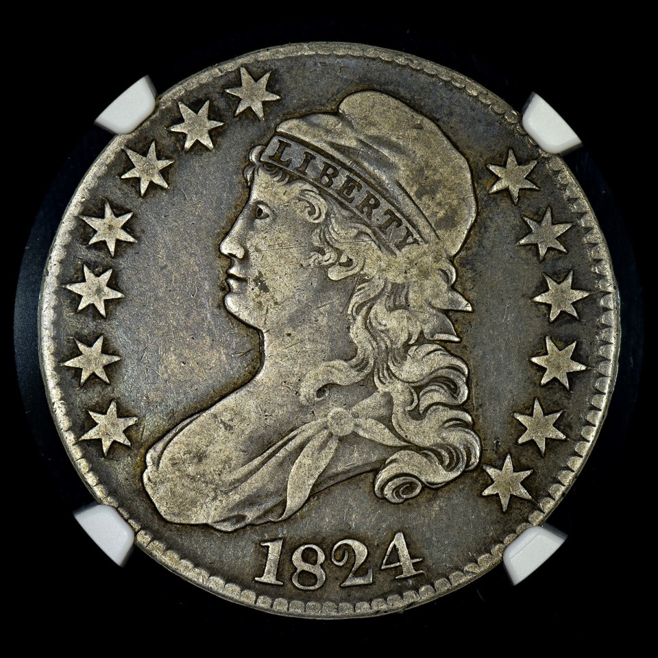 1824 CAPPED BUST HALF DOLLAR NGC VF-30 50C SILVER COIN VERY FINE A ...