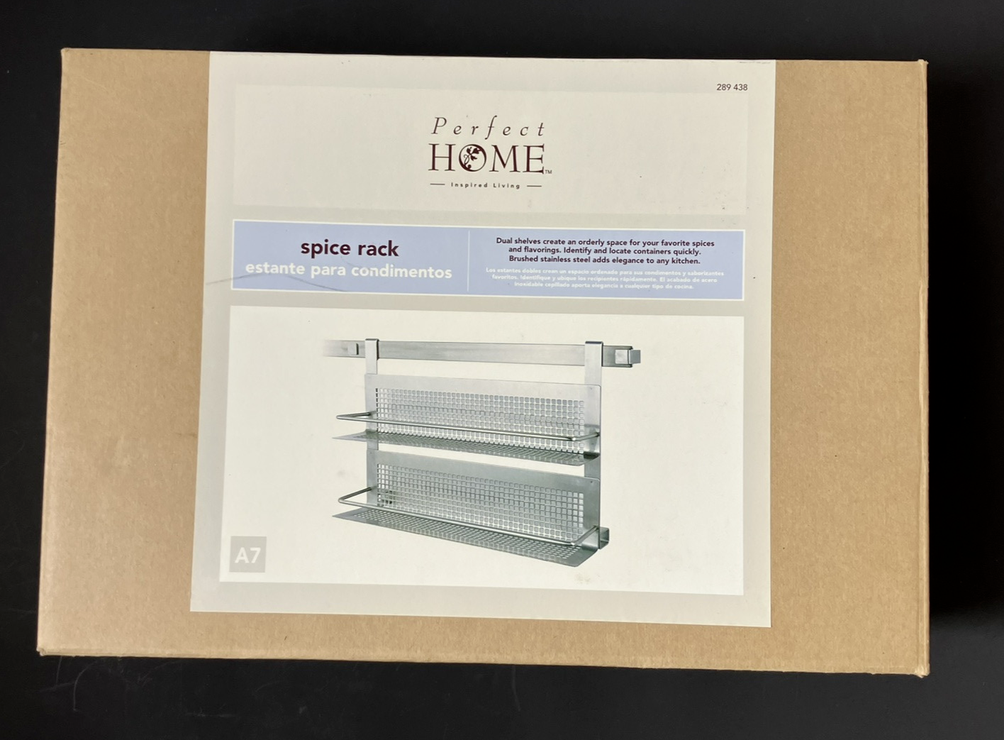 Perfect Home Spice Rack A7: 13.625" w x 9.5" h - Brushed Stainless ...