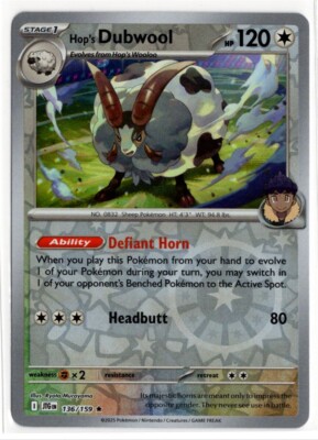 Pokemon Journey Together Reverse Holo 136/159 Hop's Dubwool | eBay