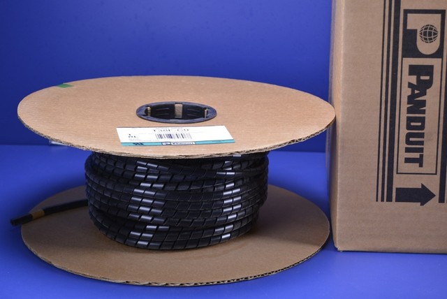 100' Panduit 3/8" Black Spiral Wrap Cable Harness Polyethylene UV Rated ...