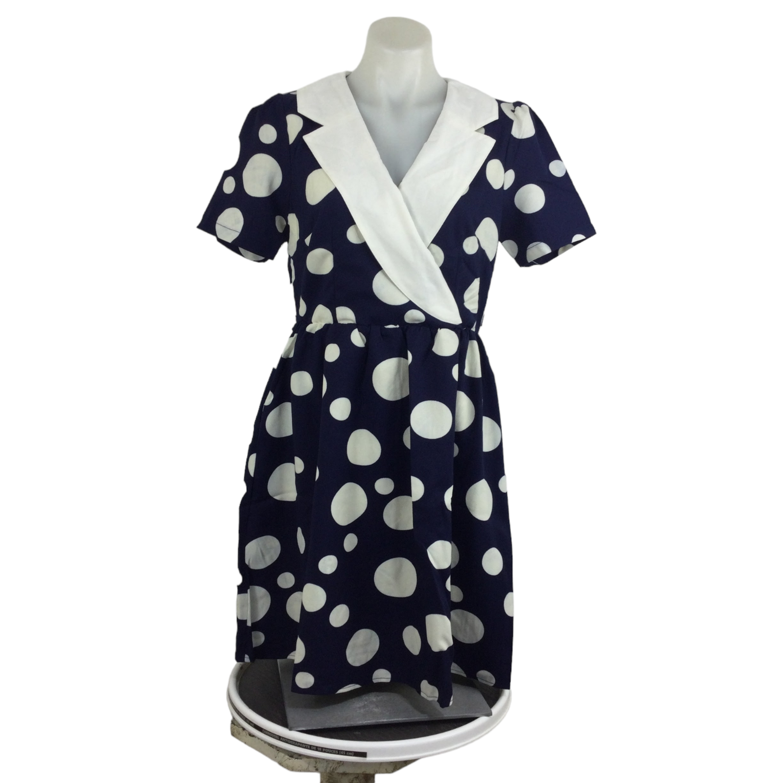 Modcloth BEA & DOT Polka Dot Retro Collared V-Neck Short Sleeve Dress ...