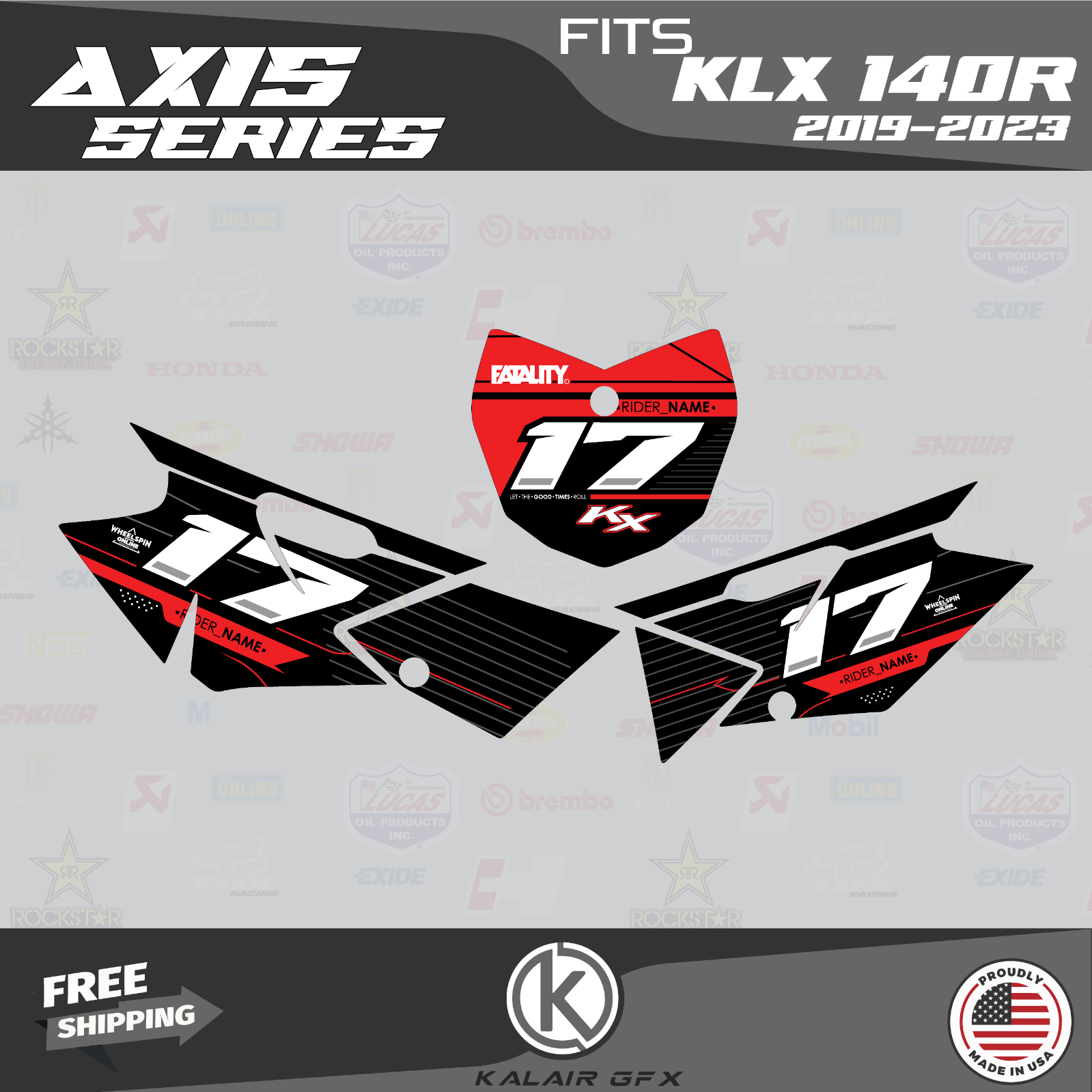 Graphics Kit for KAWASAKI KLX140R KLX140RL (2019-2023) Axis Series ...