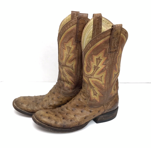 Vtg Rod Patrick Western Boots Womens 7B Brown Ostrich Leather Rodeo ...