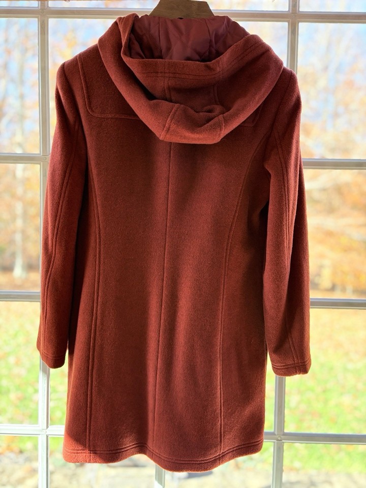 L.L Bean Wool Duffle Coat Hooded Toggle Fall Capsule Rust Red. 10 ...
