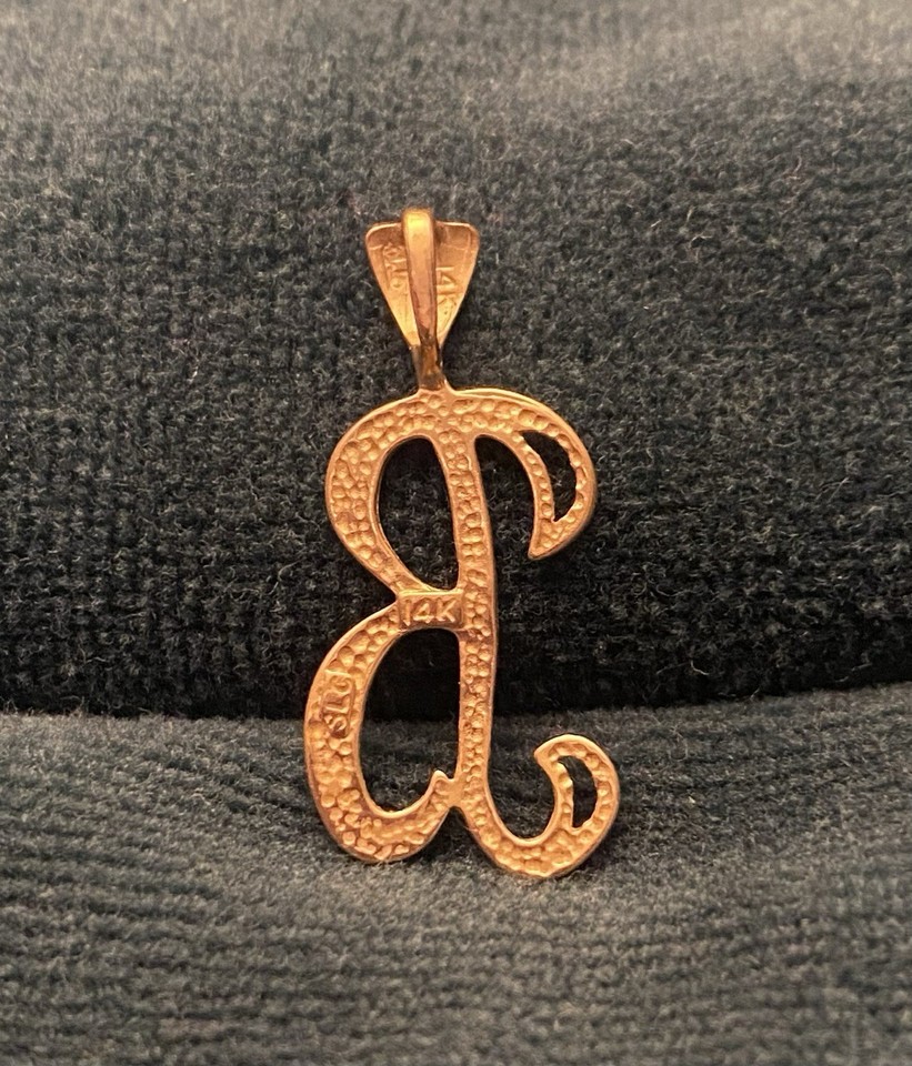 14k Yellow Gold Diamond-cut Initial “B” Pendant, 1-1/8”x 1/2” | eBay