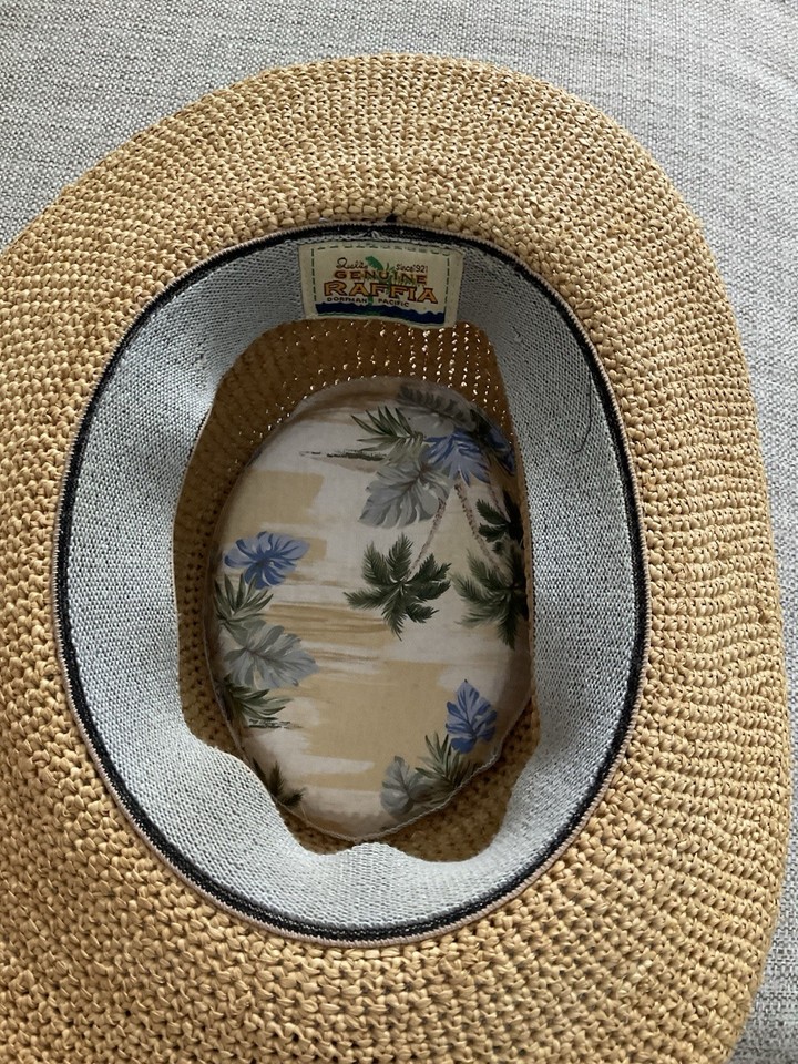 Dorfman Pacific Genuine Raffia Straw Hat Brown Woven Band Beach Golf ...