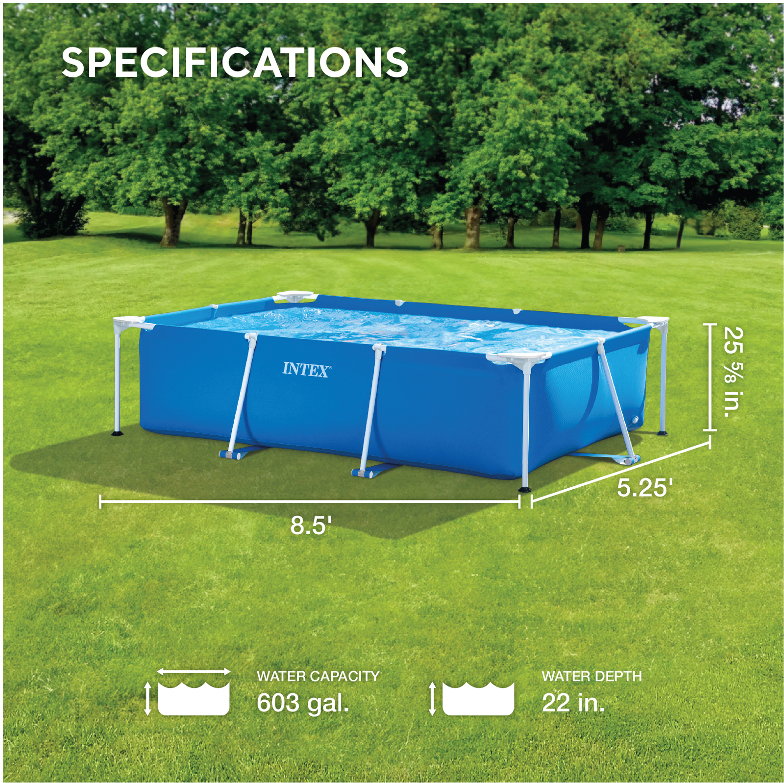 Intex 28271EH Rectangular Frame Above Ground Swimming Pool - Blue for ...