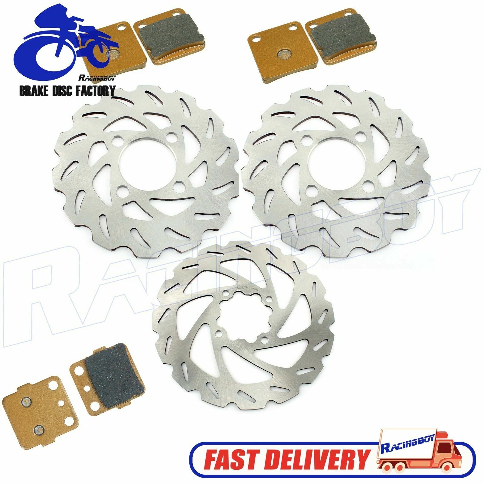 Front & Rear Brake Disc Rotors & Pads for Yamaha Banshee 350 YFZ 350 ...