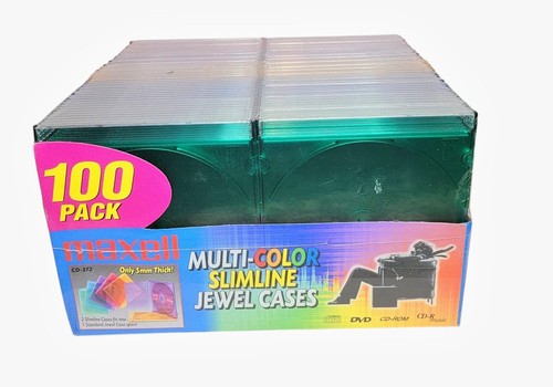 100 Pack MAXELL Multi-Color Slimline 5mm Jewel Cases DVD CD-ROM NEW ...