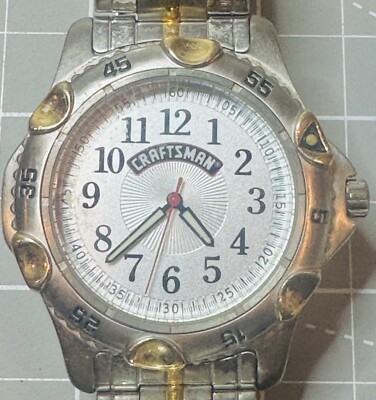 Craftsman Relic Men Watch Stainless Steel Silver Gold WR Battery White ...