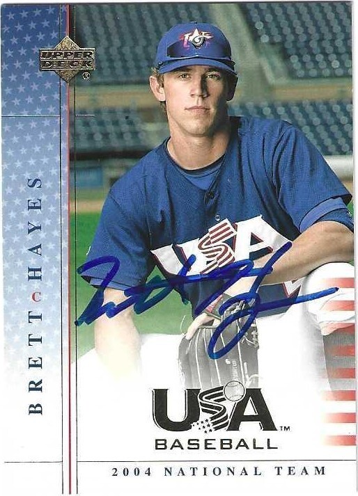 Autograph Signed 2005 Upper Deck USA Baseball USA 29 Brett Hayes Miami ...
