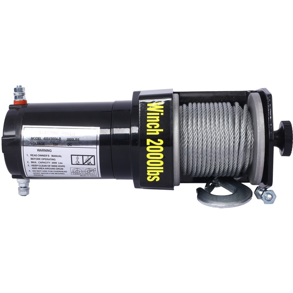 2000lb 12V ATV/UTV Electric Winch Off-Road Waterproof Steel Cable Winch ...