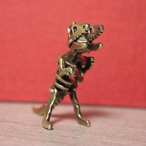 Pure Brass Dinosaur Skeleton Keychain Figure Hanging Miniature Tea Pet ...