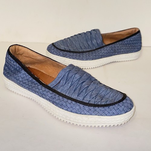 Bernie Mev Blue Woven Elastic Comfort Slip On Sneakers Walking Shoes Sz ...