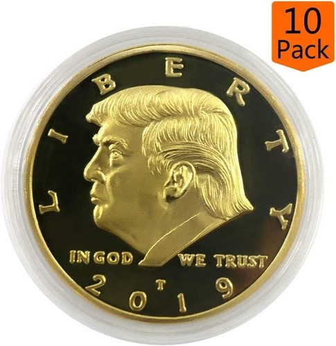 10 PACK President Donald Trump Commemorative Coins, Gold Plated Coin ...