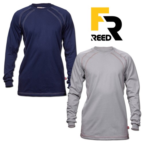 Flame Resistant Light Crew Cotton Work Shirts Industrial FR Uniform ...