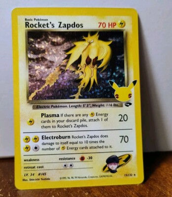 POKEMON ROCKET'S ZAPDOS 15/132 HOLO CELEBRATIONS CLASSIC COLLECTION ...