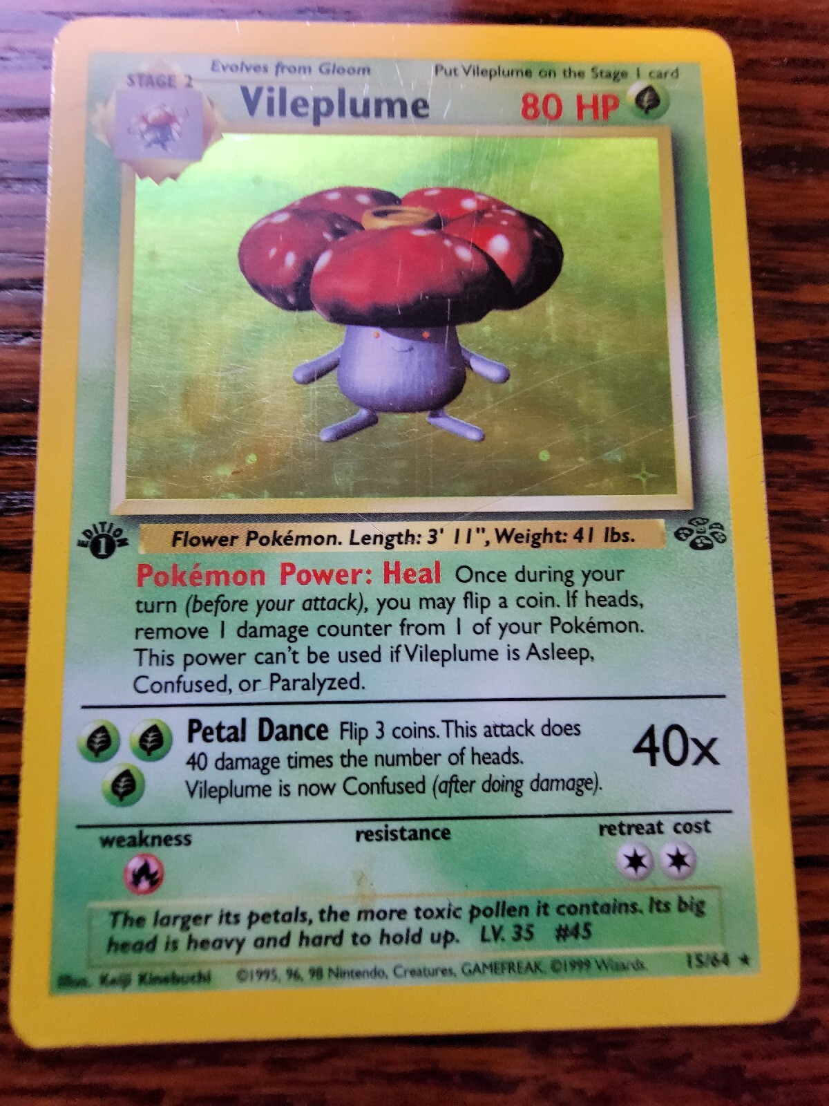 Vileplume 15/64 Jungle 1st Edition Holo Rare MP! (1999) WOTC Pokémon ...
