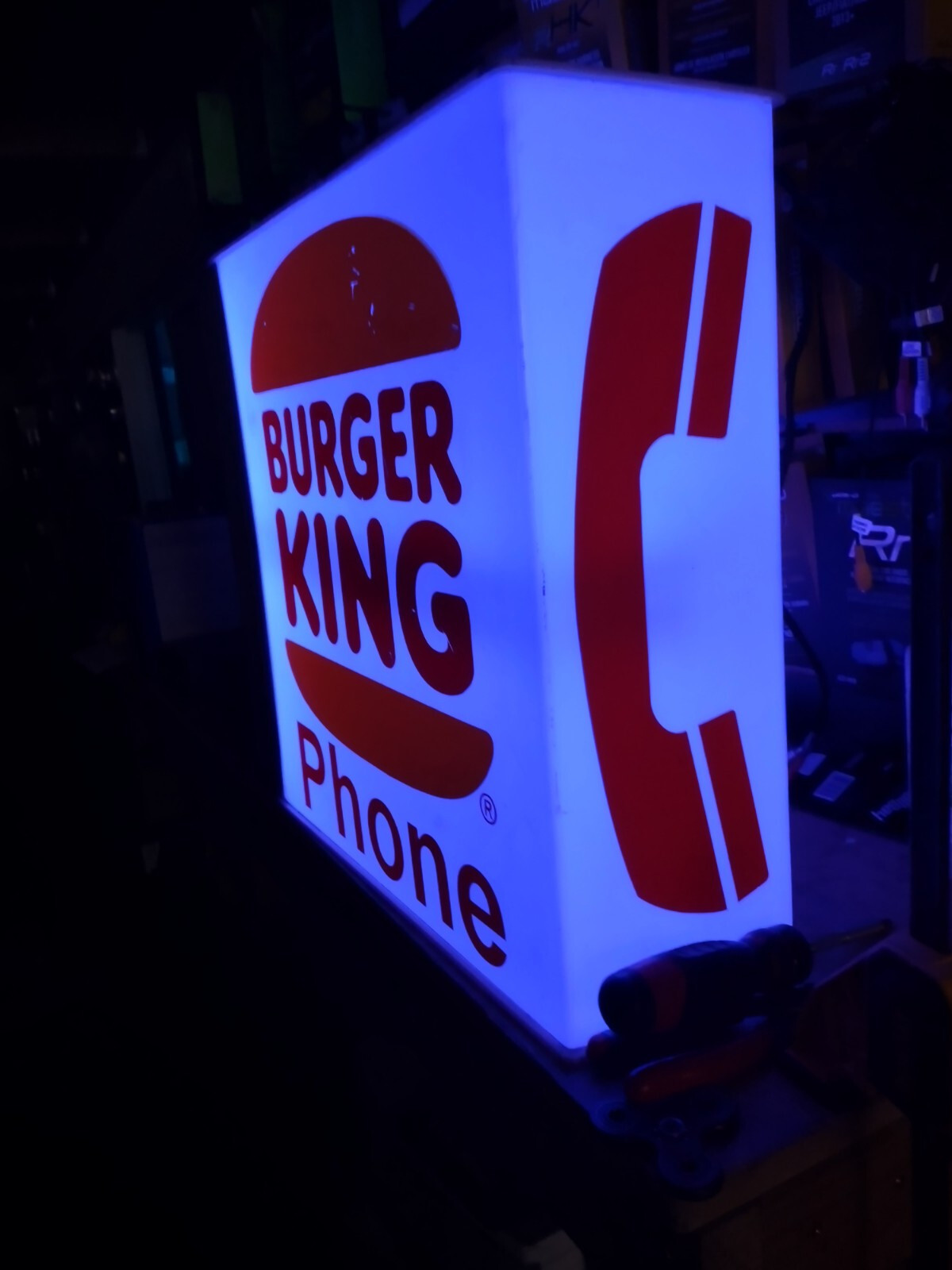 VINTAGE 90s BURGER KING PLASTIC LIGHTED PHONE SIGN | eBay
