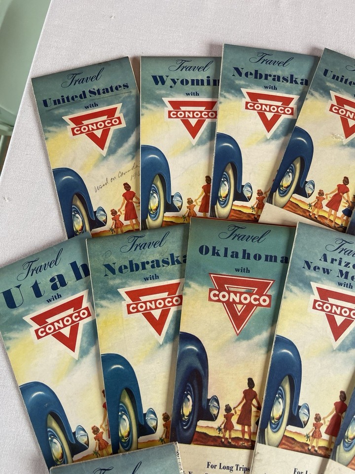 G2 Vintage Lot Of 21 1950s Conoco Gas Station US State Highway Road ...