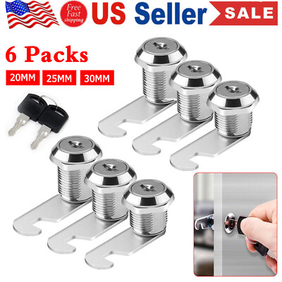 6 Packs Cabinet Cam Locks Set Keyed Alike Secure Drawer File RV Locks ...