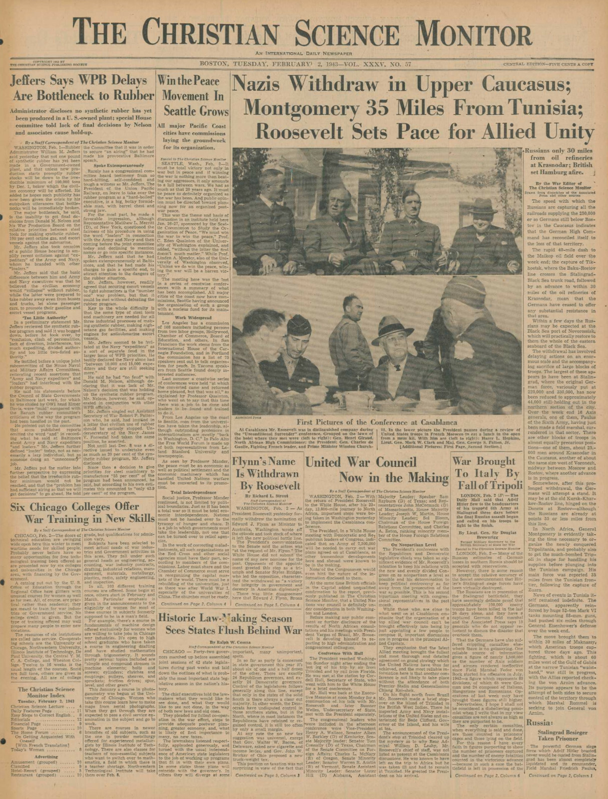 February 2, 1943 WWII Original Birthday Int. Newspaper CHURCHILL FDR ...
