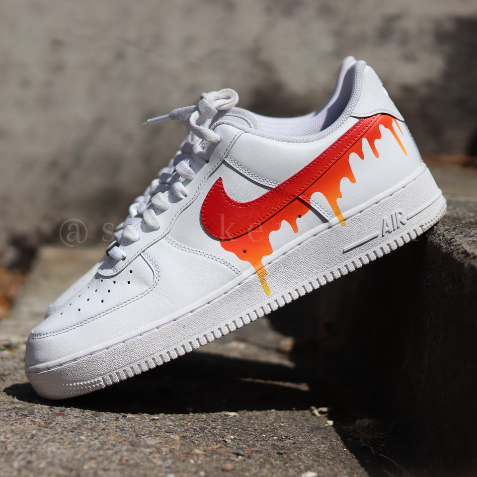 Customized Air Force 1 Low Top SUN FIRE Paint Drip Sneaker Custom | eBay