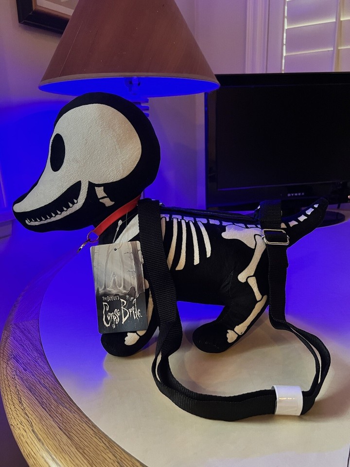 NWT Corpse Bride Plush Scraps Dog Skeleton Purse Crossbody Bag Hot ...