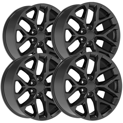 (Set of 4) Strada Replicas R176 Snowflake 20x9 6x5.5 +24 Gloss Black ...