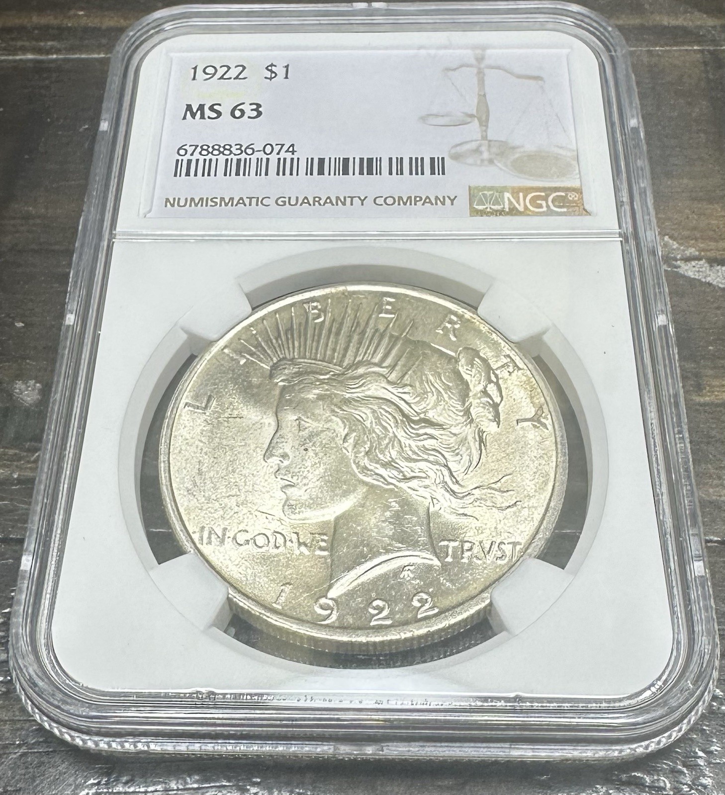 NGC MS 63 1922 Silver Peace Dollar $1 Silver Dollar Coin mirror and ...