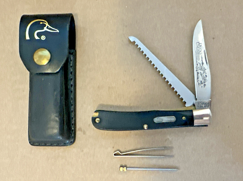 Ducks Unlimited Schrade 970T Old Timer Knife BUZZSAW TRAPPER Tweezers ...