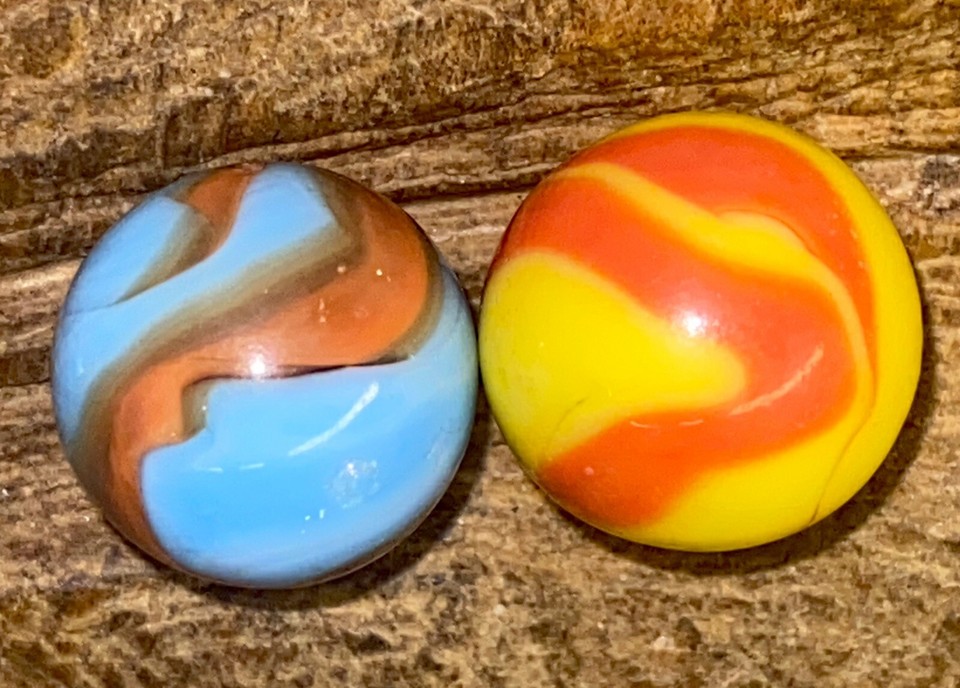 😎 Vintage Christensen Agate Marbles- Tri-color-NM-.62-.64 Beautiful Cac ...