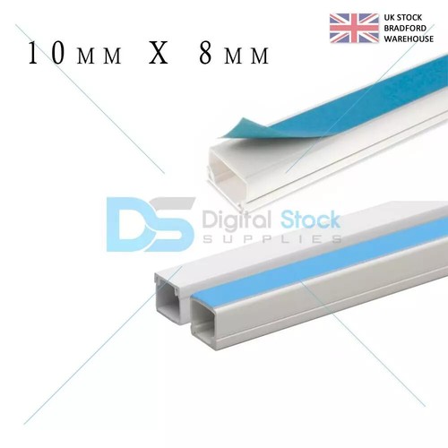 SELF ADHESIVE MINI TRUNKING WHITE PVC CABLE CONDUIT TV WIRE - ALL SIZES ...