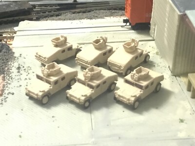 N scale 6 pack Army Military Humvee hummer gun truck w/turret 3D ...