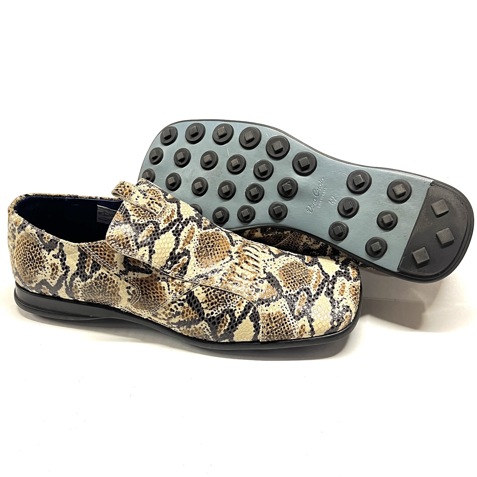 Vero Cuoio Rigenerato Python Snake Skin Leather Golf Loafer Shoes Sz EU ...