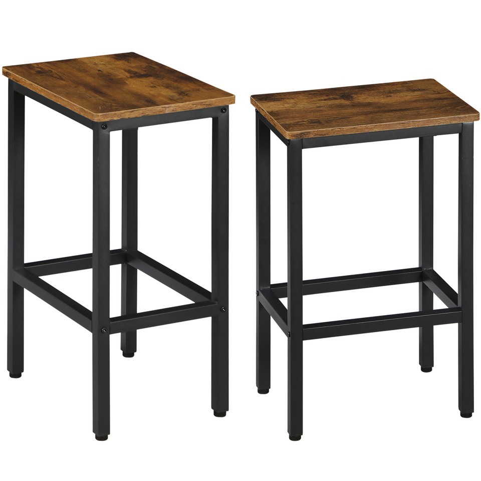 Set of 2 Bar Stools Kitchen Breakfast Chairs with Footrest for Living ...