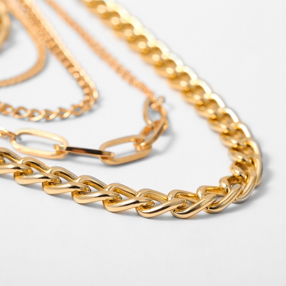 Punk Hip-hop Suit Necklace Female Simple Cross Chain Geometric Necklace ...