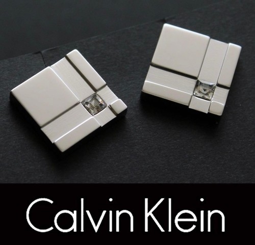 Calvin Klein Ck 8479 Cufflinks Silver Tone Clear Stone Luxury No Box ...