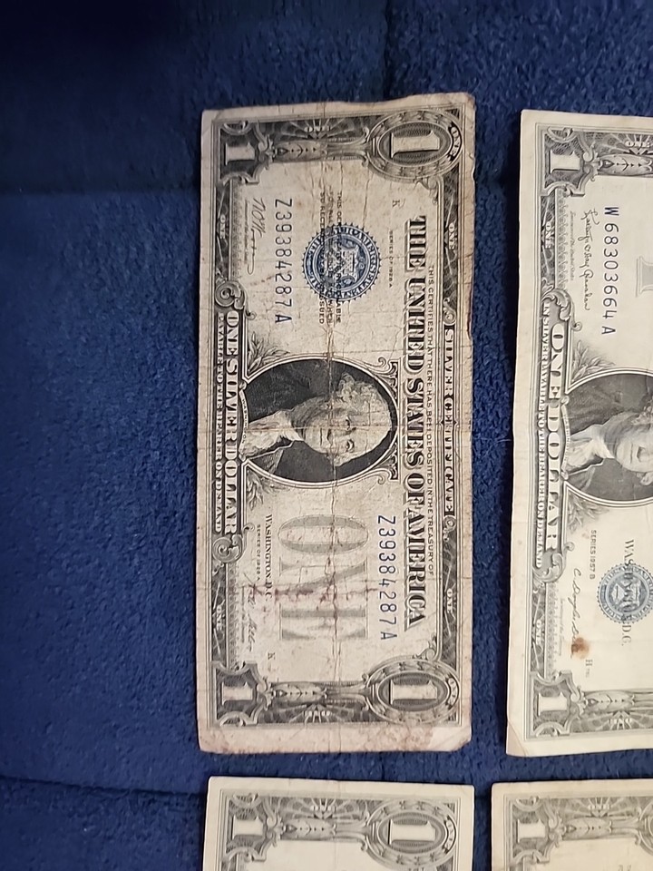 5 1957 Silver Certificates, 1,1928 Silver Certificate Funny Back And 1 ...