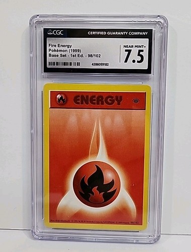 CGC 7.5 Fire Energy 98/102 Pokémon 1999 Base Set 1st Edition Shadowless ...