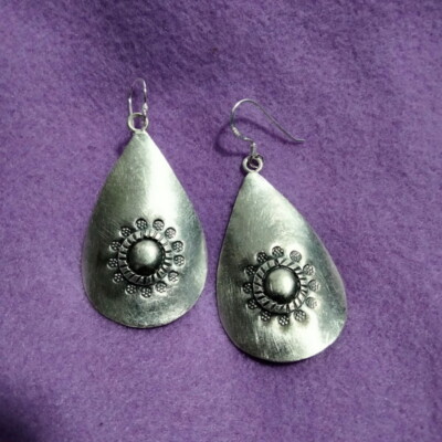 FINE SILVER EARRINGS 925 STERLING CRAFT VINTAGE FASHION JEWELRY DANGLE ...